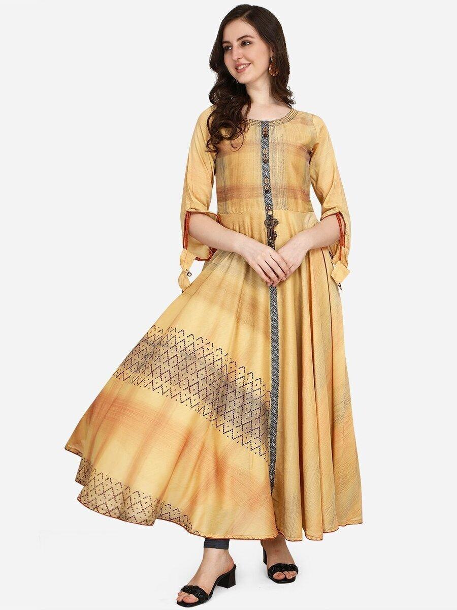 Navyaa Cotton blend Flared Maxi Gown, Exclusive design, Traditional ...