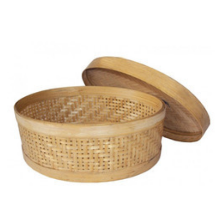 Handmade Cylinder Bamboo Container Natural with round Bamboo Squares ...